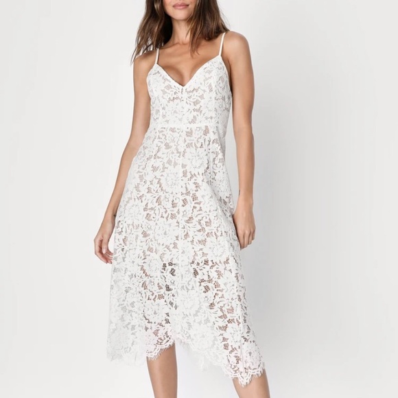 Lulus | Dresses | Lulus One Wish White Lace Midi Dress M | Poshmark